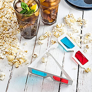 50 Pairs - Flat- 3D Glasses Red and Cyan White Frame Anaglyph Cardboard (Set of 50)