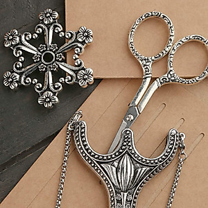 6 Pcs Embroidery Scissors Kit, Golden Exquisite Retro Scissors European Style Stainless Steel Sewing Tools Antique Sewing Scissors for Embroidery, Sewing, Craft, Art Work, and Everyday Use (Silver-1)
