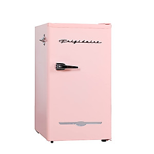 FRIGIDAIRE EFR376 Retro Bar Fridge Refrigerator with Side Bottle Opener, 3.2 cu. Ft, Pink/Coral & Nostalgia Retro Countertop Microwave Oven, 0.9 Cu. Ft. 800-Watts with LED Digital Display, Cu.Ft, Pink