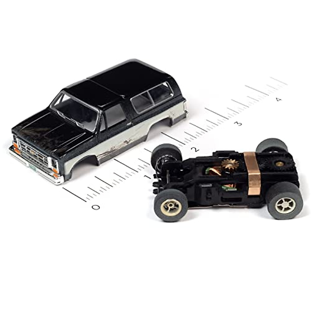 Auto World Xtraction 1977 Chevrolet Blazer Black/White HO Scale Slot Car