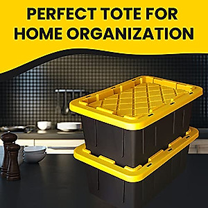 5 Gal. Plastic Storage Tote, Black/Yellow (Set of 4), ‎ 16.5 x 16.5 x 12.5 inches