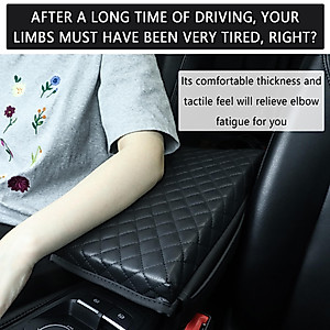 Car Center Console Cover,Soft and Comfortable Car Armrest Box Pad with 2 Storage Bags,Four Seasons Universal Car Interior Accessories Arm Rest Cover for Car Truck SUV Van (Size:12.99x7.28inch)