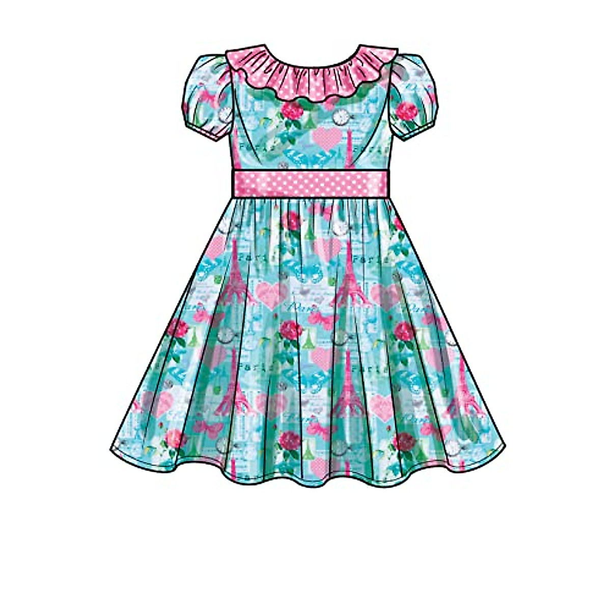 New Look Easy Toddlers' and Children's Dress Sewing Pattern Kit, Code N6726, Sizes 1/2-1-2-3-4-5-6-7-8, Multicolor
