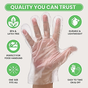 Keppi 600pcs Plastic Gloves | BPA & Latex Free | Perfect Food Handling Gloves | Food Safe Disposable Gloves for Cooking | Bulk Food Safe Gloves | One Size Great Fit