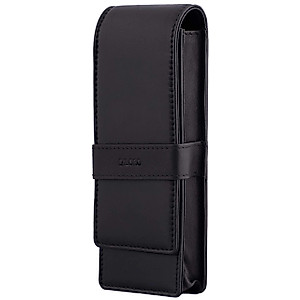 DiLoro Leather Triple Pen Case Pencil Pouch Holder for Three Fountain Ballpoint Rollerball Pens and Pencils (Black)