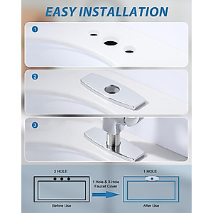 Faucet Cover Plate Chrome Bathroom: 6 Inch Stainless Steel Faucet Deck Plate - 4" Centerset Faucet Plates to Cover Holes - Anti-Scratch 4" Sink Base Plate for 1 or 3 Hole Bathroom Vanity Basin