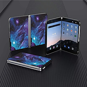AIRWEE Case for Microsoft Surface Duo Case,Surface Duo Leather Case 2020, Ultra Slim Hard PC Back Case Protective Fold Cover Case for Microsoft Surface Duo,Starry Sky