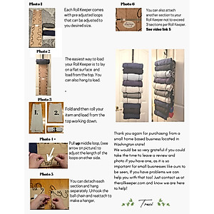 The Roll Keeper - Closet Storage and Organization - Hanging Closet System - NEW 2022 Design - Closet Space Saver for T-shirts & Leggings – Holds 20 - Black Elastic