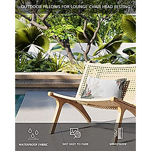 Recliner Head Pillow Ledge Loungers Chair Pillows with Insert Colorful Feather Lumbar Pillow with Adjustable Strap Outdoor Waterproof Patio Pillows for Couch Beach Pool Office Chair, 2 PCS