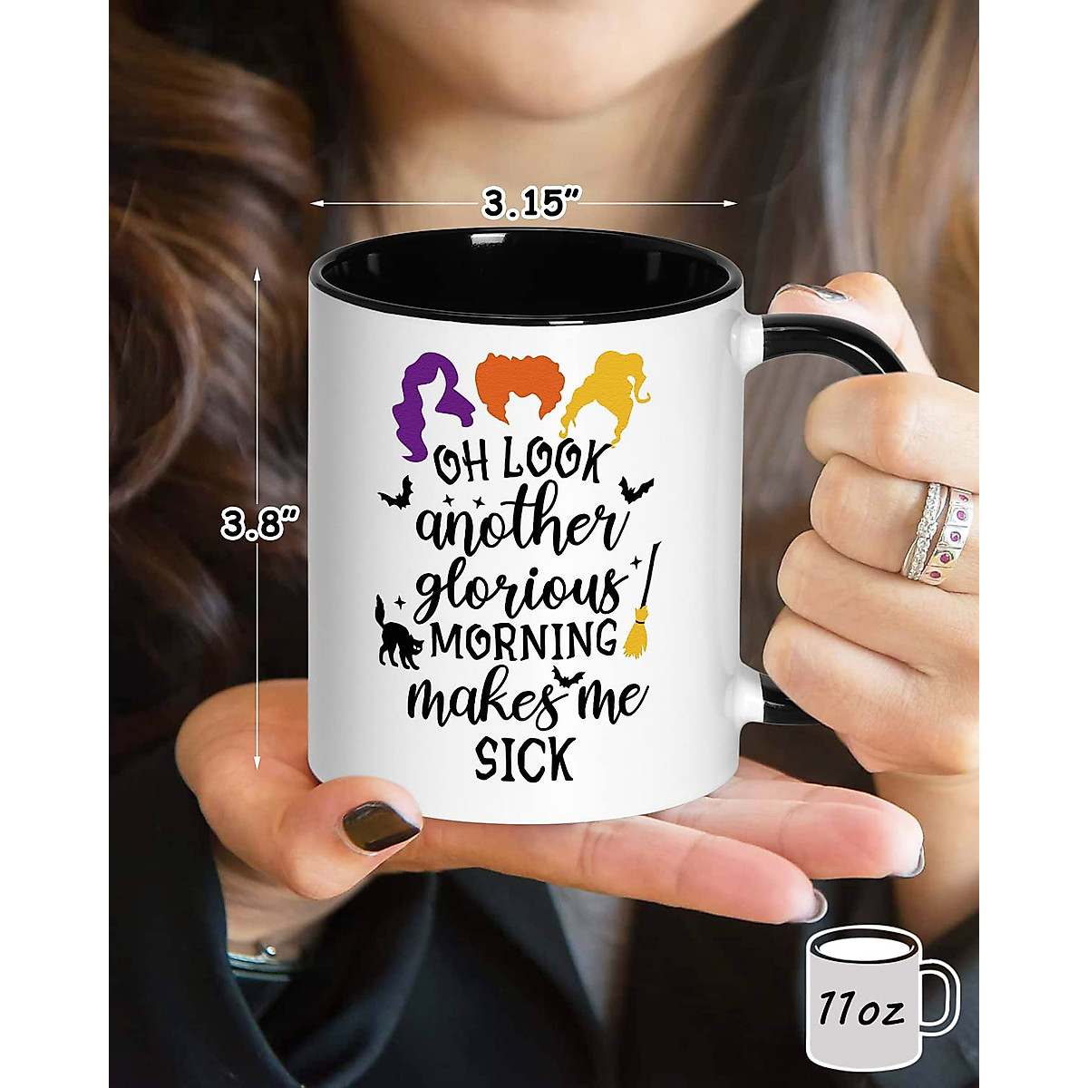 Halloween Coffee Mugs Set of 2 Witch Cup Fall Mugs Coffee Gift Funny Novelty Halloween Tea Cups Farmhouse Autumn Tiered Tray Decorations Present Treat or Trick Couple Halloween