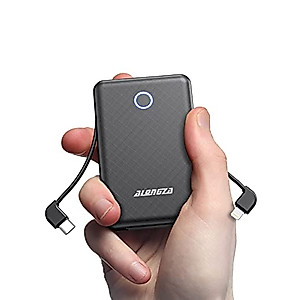 Portable Charger Small Size Built in Cable 6000mAh Power Bank, External Battery Pack Lightweight Backup Charger, Ultra Slim Battery Backup Charger for Cell Phones