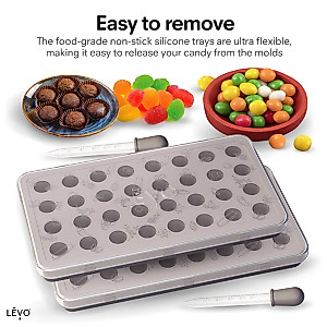 LĒVO Gummy and Candy Molds - Silicone Gummy Trays with Lids and Droppers - Set of 2 - Non-Stick Candy and Chocolate Molds - For Your LĒVO Infusion - Made from Food Grade Silicone - Tie Dye