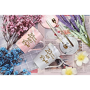 Toshiy 20th Wedding Anniversary Mugs 20 years Anniversary Mugs 20th Wedding Anniversary Mugs for Wife Him Couple Husband Parents 20 Years Mr Right Mrs Always Right Coffee Mugs 14 Ounce Gift Box Set