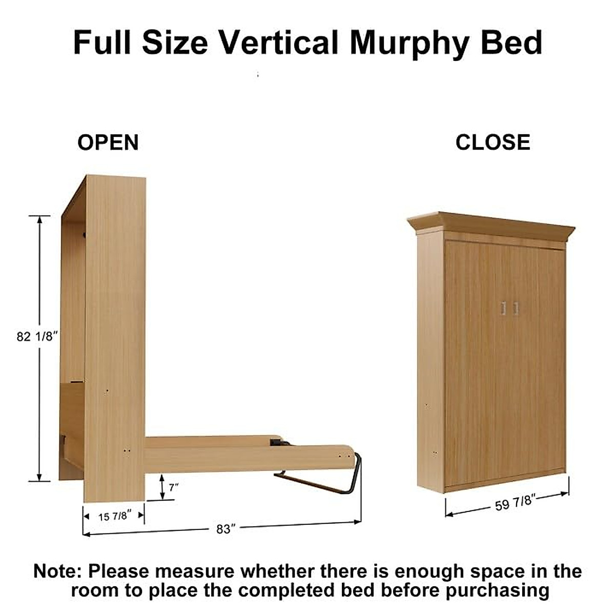 ROOMTEC Full Murphy Bed Hardware Kit, Folding Wall Bed Kit,Vertical,Easy to Install,Saving Space