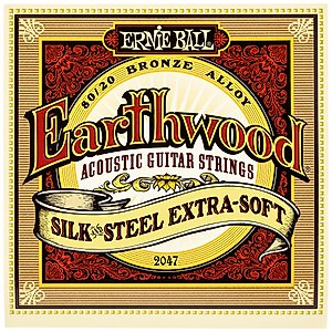 Ernie Ball Earthwood Silk and Steel Extra-Soft Acoustic Guitar Strings, 10-50 Gauge (P02047)
