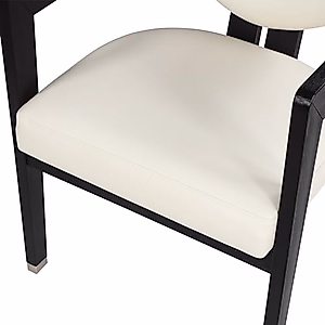 Best Master Furniture Noelani Mid-Century Modern Wooden Dining Faux Leather Cream Cushions, 1 Chair, Black