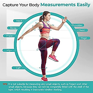 Automatic Telescopic Tape Measure, Soft Measuring Tape for Body Measurements, Weight Loss, Fitness, Muscle Gain. Lock Pin, Retractable Button, Measures Body Part Circumferences, 60Inch / 150cm