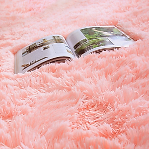 KICHOWUA 3x5 Pink Area Rugs for Living Room, Machine Washable Soft Shaggy Rugs Fluffy Carpets, Non-Slip Indoor Floor Carpet for Bedroom, Kids Baby Boys Teen Dorm Home Decor Aesthetic