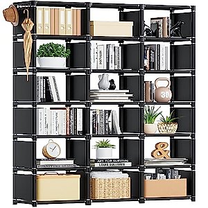 Mavivegue Bookshelf,18 Cube Storage Organizer,Extra Large Book Shelf Organizer,Tall Bookcase Shelf,Book Cases/Shelves,Black Cube Shelf,Cubbies Closet Shelves for Bedroom,Living Room,Home,Office