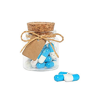 Magic Season Decorative Round Glass Bottles with Cork Stoppers (2 Pcs / 1.7 fl oz.)