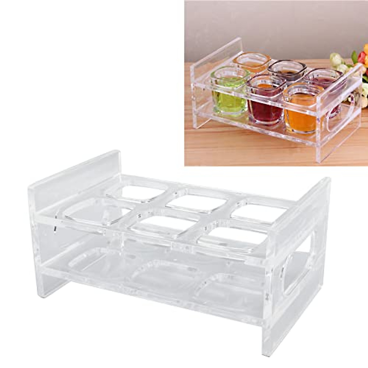Naroote Liquor Cup Display, Washable 6 Pcs Acrylic Shot Glass Holder for Household