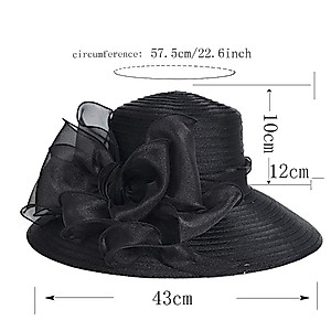 Women Derby Church Dress Cloche Hat Fascinator Floral Tea Party Wedding Bucket Hat S052 (S062-Black)