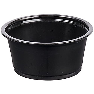 4U'LIFE 2 oz.Black Plastic Souffle Cup/Portion Cup With Lids-50 Sets