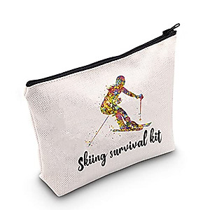 POFULL Skiing Bag Skiing Team Gifts Skiing Survival Kit For Ski Lover Skiing Gift For Enthusiasts Cosmetic Bag (Skiing survival kit bag)