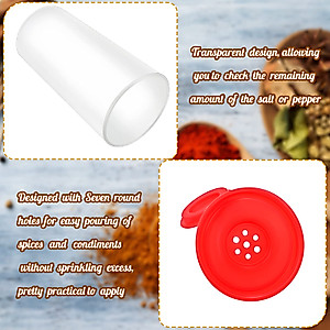 4 Pcs Salt and Pepper Shakers Set Large Salt Dispenser Camping Picnic Salt Shaker with Lid Plastic Salt and Pepper Shakers with Lids Picnic Salt and Pepper Jar Container for Salt Sugar Spice (Red)