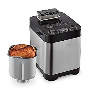 Dash Everyday Stainless Steel Bread Maker, Up to 1.5lb Loaf, Programmable, 12 Settings + Gluten Free & Automatic Filling Dispenser - Black
