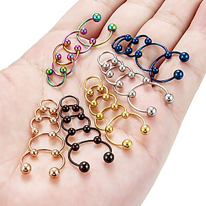 Ftovosyo 30Pcs 20G Surgical Steel Septum Nose Rings Hoop Horseshoe Barbell Lip Helix Tragus Conch Cartilage Earrings Hoop Piercing Jewelry for Women Men 6mm 8mm 10mm 12mm Silver Rose Gold Black