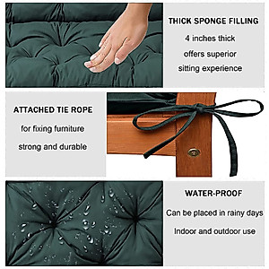 Porch Swing Replacement Cushion, Outdoor Bench Cushions with Backrest Thicken 4", 3 Seat Patio Furniture Garden Loveseat Glider Pad Anti-Fading Waterproof (Green, 59.06 * 39.37inch)