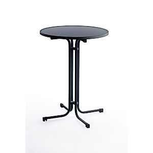 Displays2go 31.5 Inch Round Highboy Table with MDF Top, 42.25 Inch Pub Table with Folding Design (Black)