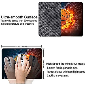 Gaming Mouse Pad,Basketball Ball in fire and Water Mouse Pad Non-Slip Rubber Base Mouse Pads for Computers Laptop Office, 9.5"x7.9"x0.12" Inch(240mm x 200mm x 3mm)