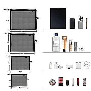 SUPACOOL Lightweight Casual Laptop Backpack with USB Charging Port and Set of 8 Black Travel Mesh Organizer Bags