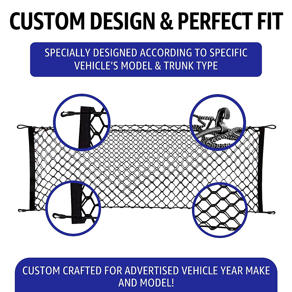 Envelope Style Trunk Mesh Cargo Net for GMC Sierra 2013-2024, Automotive Exterior Accessories - Premium Car Trunk Storage Organizers, Cargo Bed Net for Pickup Truck, Smart Vehicle Storage Organizer