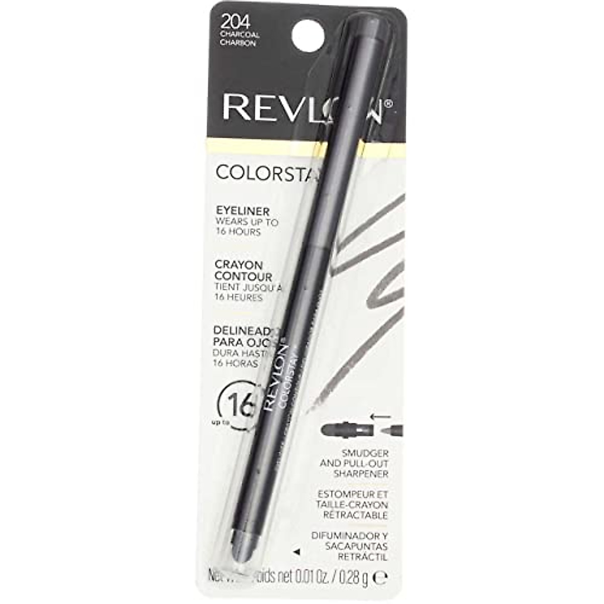 Revlon ColorStay Eyeliner Pencil, Charcoal [204], 0.01 oz (Pack of 3)