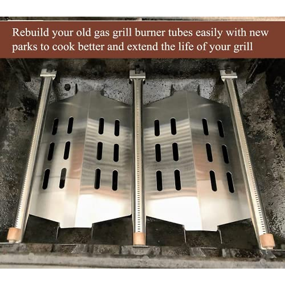 QuliMetal 17.5" Flavorizer Bars and 19.5" Grill Burner for Weber Genesis 300 (2011-2016) E310 E320 E330 S310 S320 S330 with Front Control Panel, 304 Stainless Steel, Replaces for Weber 7620 7621 62752