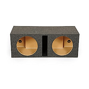 Q Power QBASS Dual 12 Inch Heavy Duty MDF Material Car Audio Subwoofer Enclosure Boxes with Shared Slot Port Vent and Dual Chamber Design, Charcoal