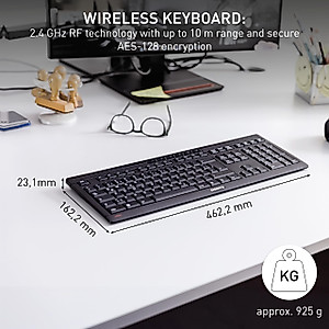 Cherry Stream Wireless Keyboard with SX Scissors Mechanism, Slim Yet Full Size QWERTY Ergo Friendly with Number Pad, Thin Design with Quiet keystroke for use at Home Office or Work. Black