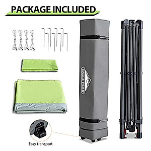 EAGLE PEAK 13x13 Straight Leg Pop Up Canopy Tent Instant Outdoor Canopy Easy Single Person Set-up Folding Shelter w/Auto Extending Eaves 169 Square Feet of Shade (Gray)