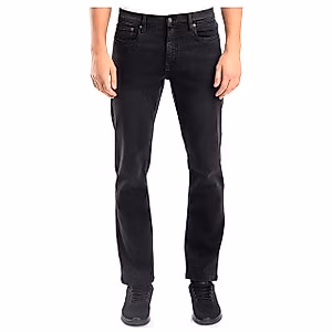 Urban Star Mens Jeans Relaxed Fit – Straight Leg Stretch Jeans for Men – Ultimate Comfort Superflex Pants Black 42W x 32L