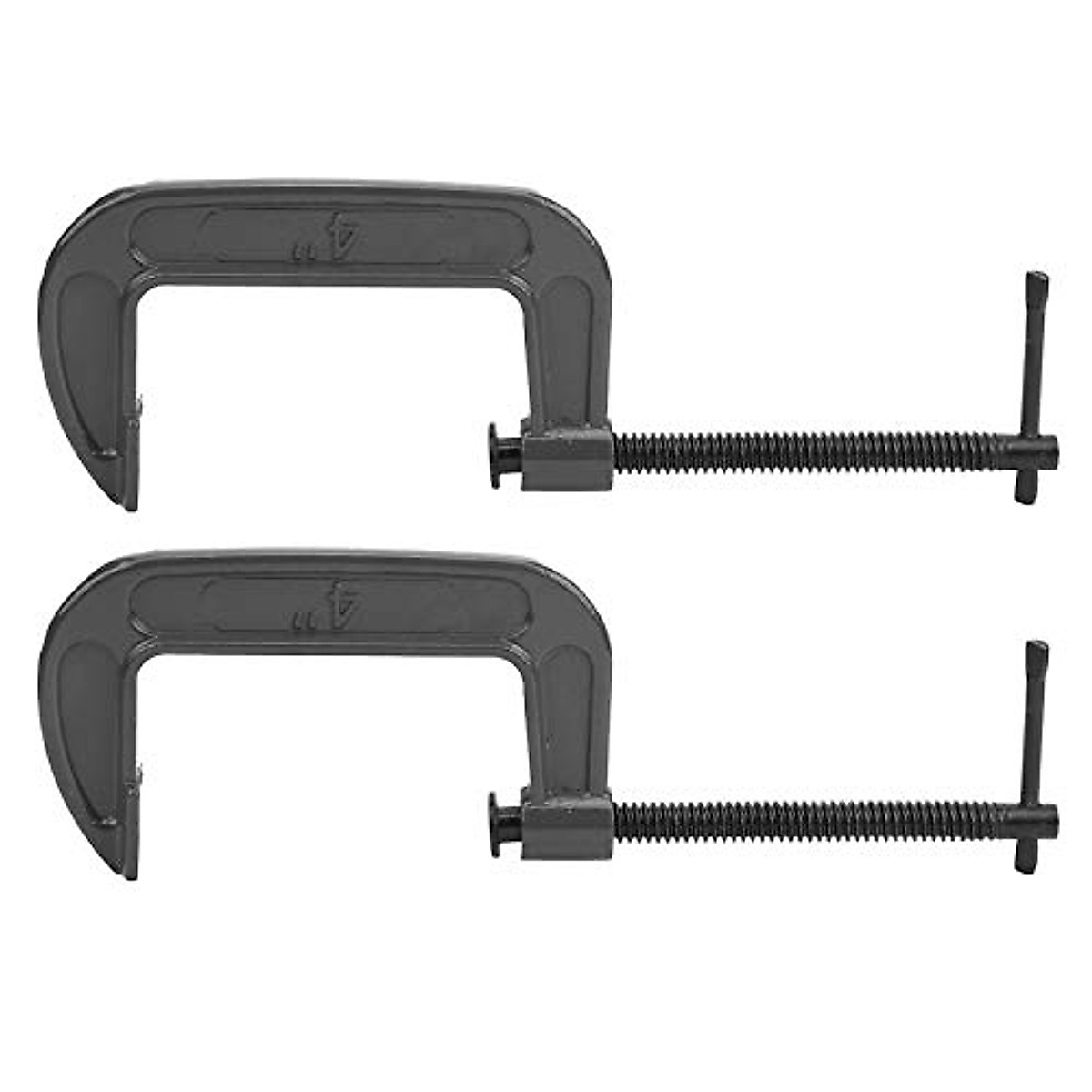 2Pcs Malleable Steel C Clamp, 4 Inch G Clamp with Wide Jaw Openings and T Bar Handle, Wood Working Tool, Welding Clamp, for Woodworking, Welding, Home Improvement and Building