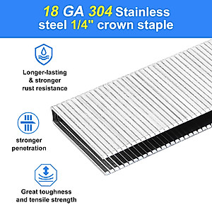SimCos 18 Gauge 1/4" Narrow Crown 304 Stainless Steel Staples 1 Inch 960 Counts for 18 GA Pneumatic or Electric Stapler or Staple Gun