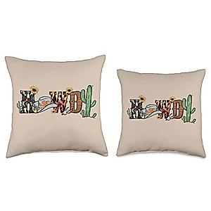 Western Country Howdy Cowboy Cactus Cow Rodeo Yeehaw Punchy Throw Pillow, 18x18, Multicolor