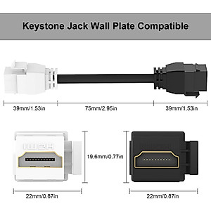 LEENUE HDMI Keystone Jack Pigtail Cable, HDMI Female to Female Pigtail Extension Cable 4k Coupler (2-Pack)-6 Inches