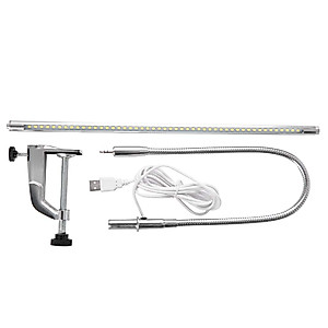 Salmue LED Desk Lamp with Clamp, USB Adjustable Direction and Brightness Clip Eye-Caring Table Lamps for Reading, Study, Tattoo Light,Beauty Manicure, White, 10W