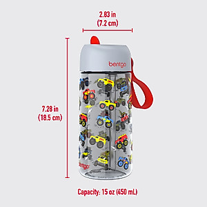 Bentgo Kids Prints Lunch Box Kids Water Bottle - New & Improved 2023 (Trucks)