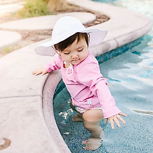 green sprouts Baby Toddler Brim Sun Protection Hat, White, 9/18mo