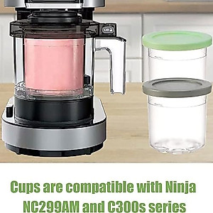 2/4/6PCS Creami Deluxe Pints, for Ninja Creamy Pints and Lids,16 OZ Creami Containers Airtight,Reusable Compatible NC301 NC300 NC299AMZ Series Ice Cream Maker,Gray-2PCS